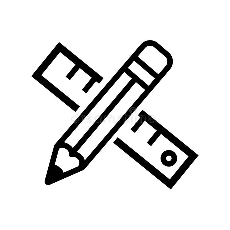 Pencil and Ruler Icon, Creativity Progect, Thin Line Symbol on White ...