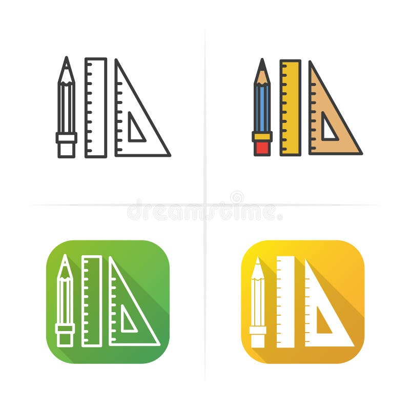 Pencil and Ruler Linear Icon. Thin Line Illustration Stock Vector ...