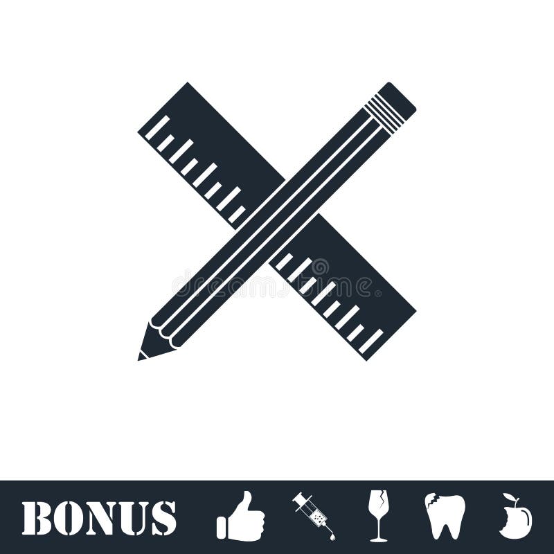 Pencil and ruler icon flat stock vector. Illustration of simple - 151748593