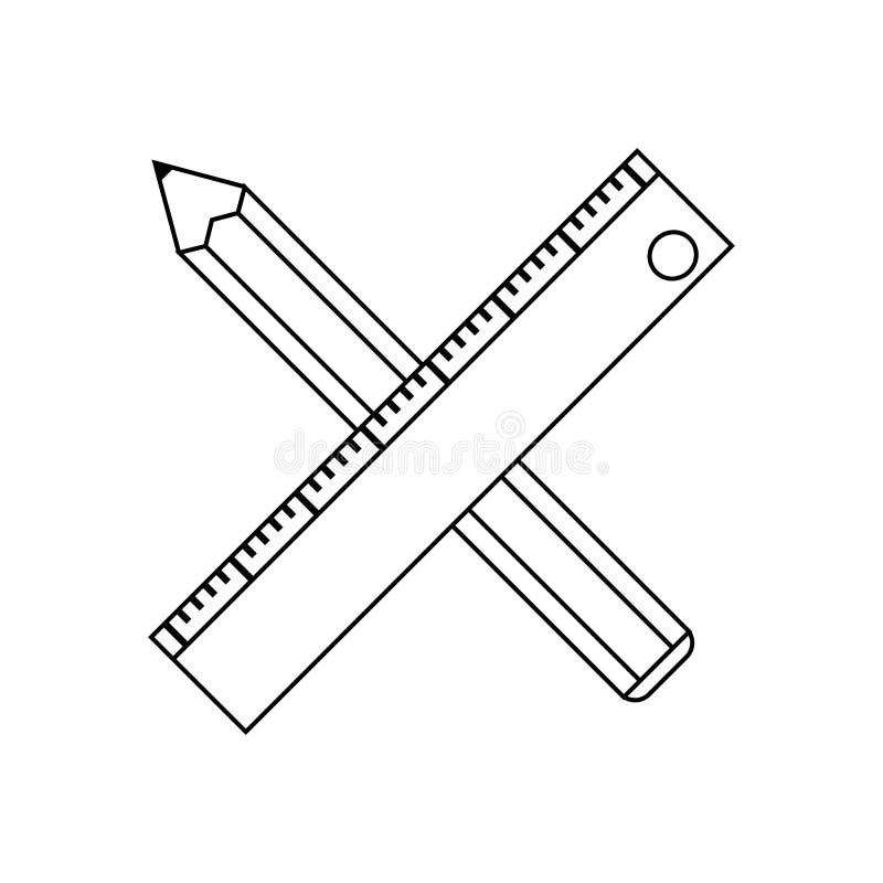 Pencil and Ruler Icon Image Stock Illustration - Illustration of office ...