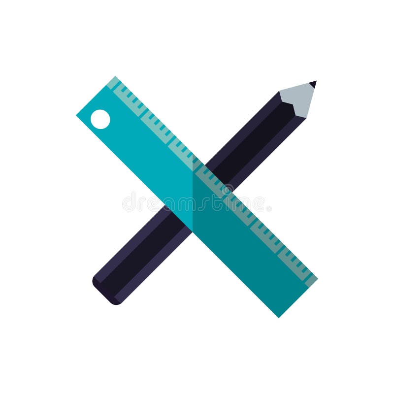 Pencil And Ruler Crossed Symbol Stock Vector - Illustration of crossed ...