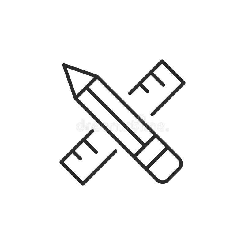 Pencil and Ruler Icon stock illustration. Illustration of engineering ...