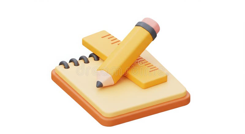 Pencil and Ruler on Notebook Illustration for Creative Planning and ...