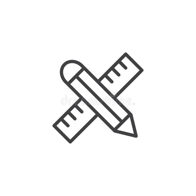 Pencil and Ruler Outline Icon Stock Vector - Illustration of edit ...
