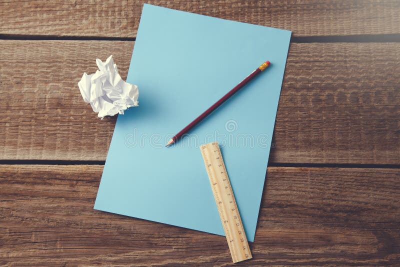 Pencil and ruler on paper stock photo. Image of line - 129375880