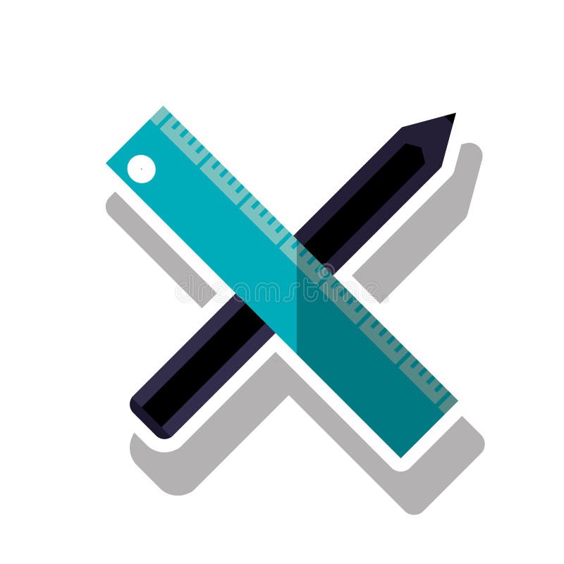 Pencil And Ruler Crossed Symbol Stock Vector - Illustration of crossed ...