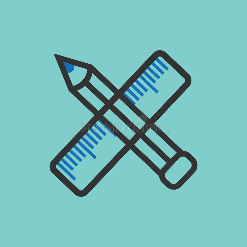 Pencil with Ruler. Vector Illustration Decorative Design Stock ...