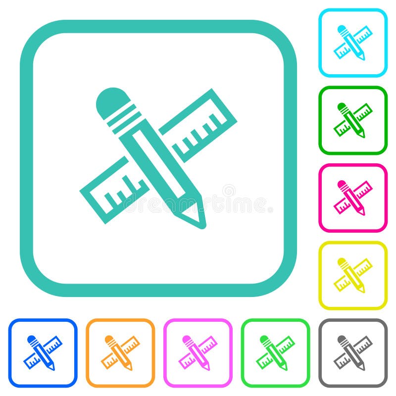 Pencil and Ruler Vivid Colored Flat Icons Stock Vector - Illustration ...