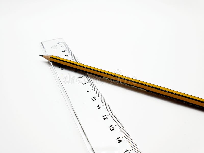 Pencil and Ruler on White Background Stock Photo - Image of thin ...