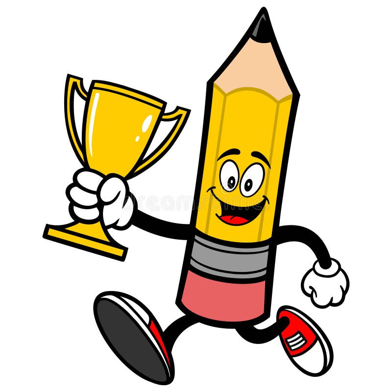 Pencil Running with a Trophy Stock Vector - Illustration of sketch ...