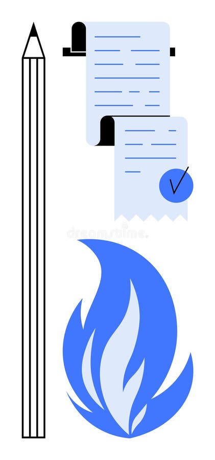 Creative Writing Process Highlighted with Pencil Note and Flame Symbol ...