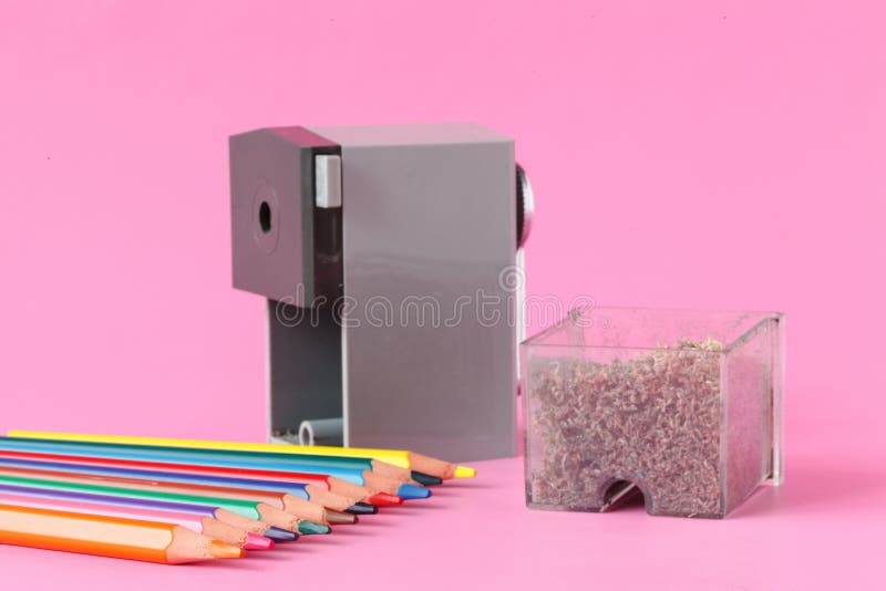 Pencil Sharpener with Color Pencils Stock Photo - Image of drawing ...