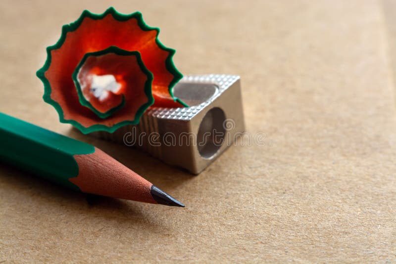 Pencil Sharpener on Craft Paper Stock Photo - Image of office, design ...