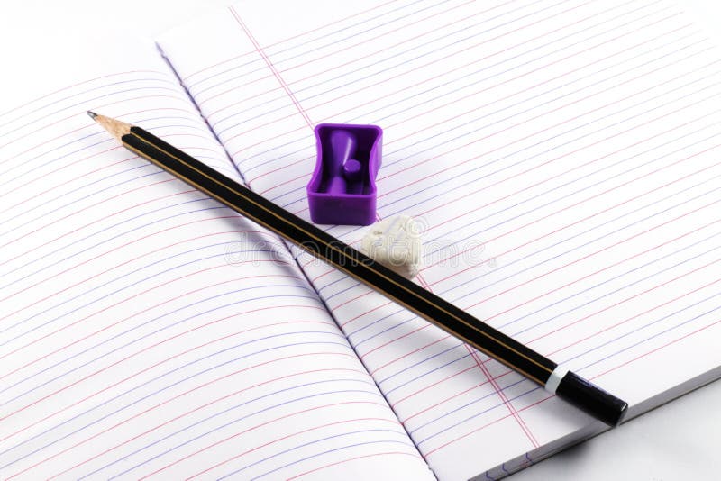 Pencil, Sharpener, Eraser, Book Stock Image - Image of concept, writing ...