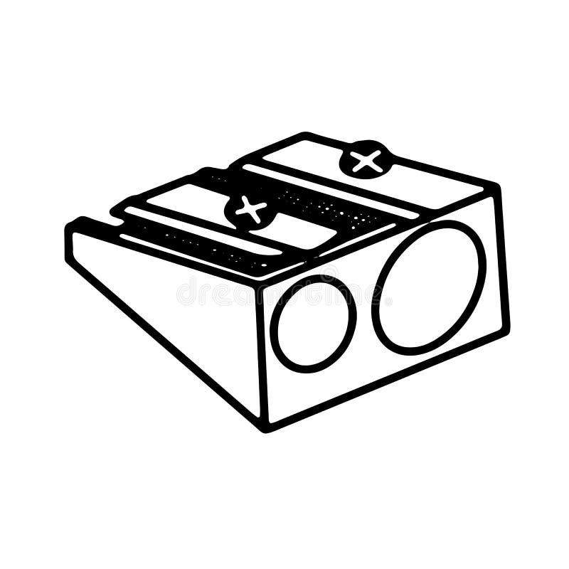 Pencil Sharpener on an Isolated White Background. Black Hand Draw ...