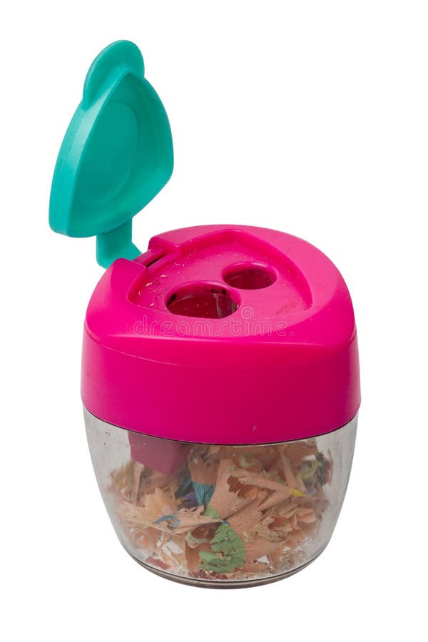 Pencil Sharpener Isolated on White Background. Plastic Pencil Sharpener ...