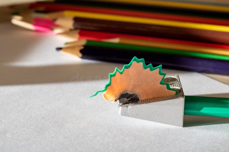 Pencil and Sharpener on Sheet of Paper Close Up Stock Image - Image of ...