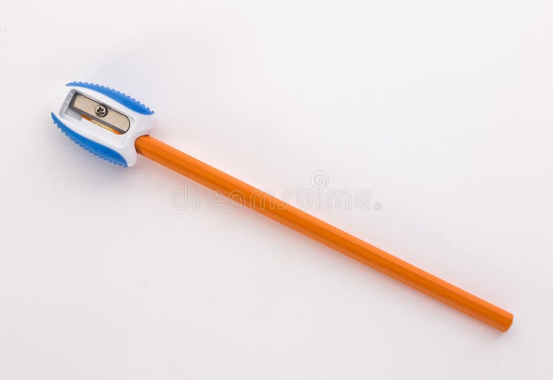 Pencil in Sharpener on White Background Stock Photo - Image of blue ...