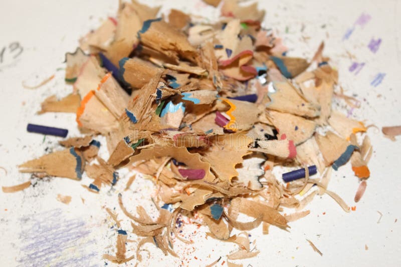 Pencil Shavings with Colorful Bits on Surface Stock Photo - Image of ...