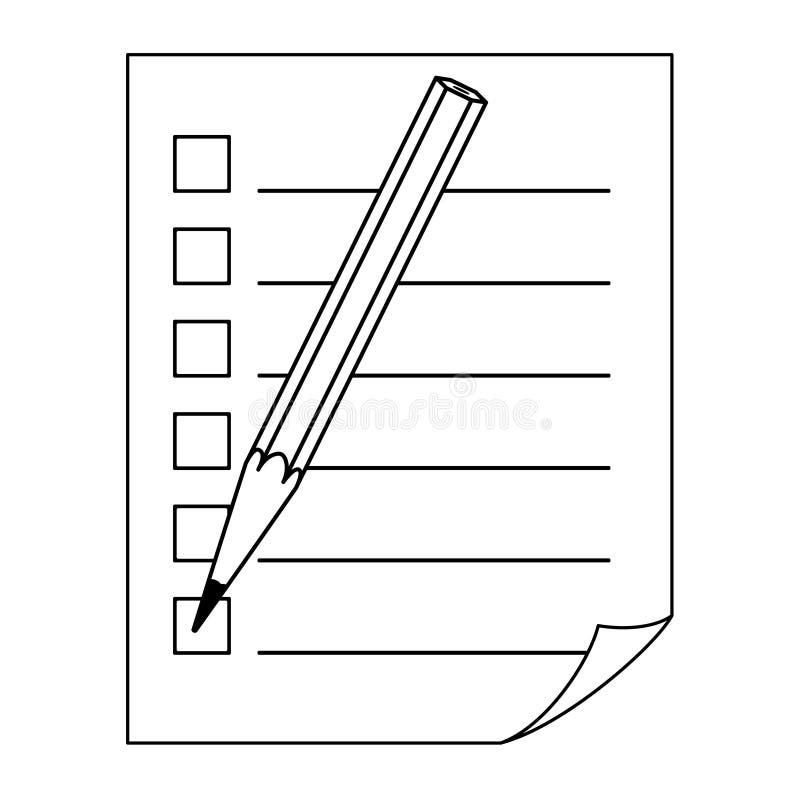 Pencil and a Sheet with a List. Stock Vector - Illustration of document ...