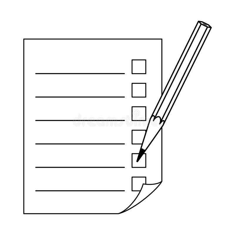 Pencil and a Sheet with a List. Stock Vector - Illustration of document ...