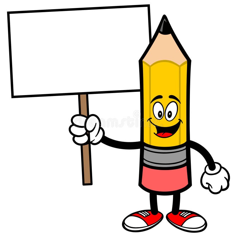 Pencil Holding a Sign stock vector. Illustration of office - 25457848