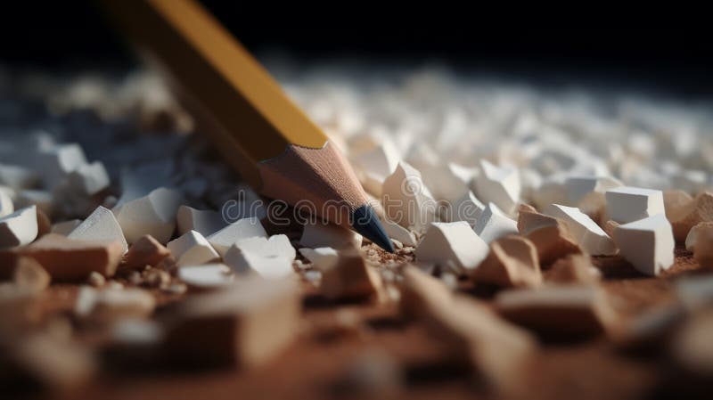 A Pencil Sitting on Top of a Pile of White Cubes Stock Image - Image of ...