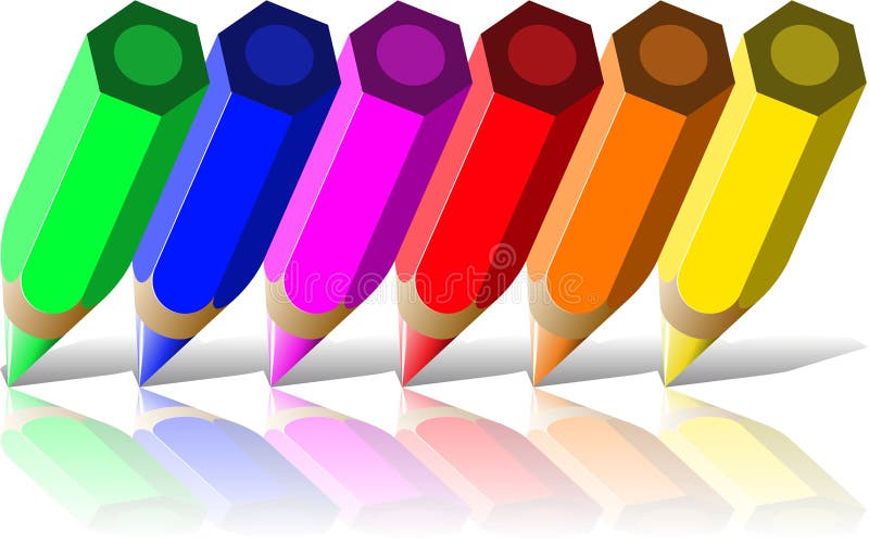 Pencil six colours stock vector. Illustration of arrangement - 19068390