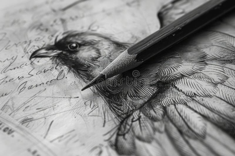 A Pencil Sketch of a Bird on Paper, Suitable for Creative Projects ...