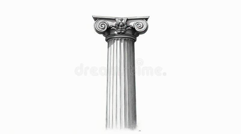 Pencil Sketch of Classical Roman Column Head on White Background Stock ...