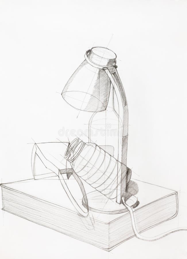 Pencil Sketch, Composition with Objects Stock Image - Image of five ...