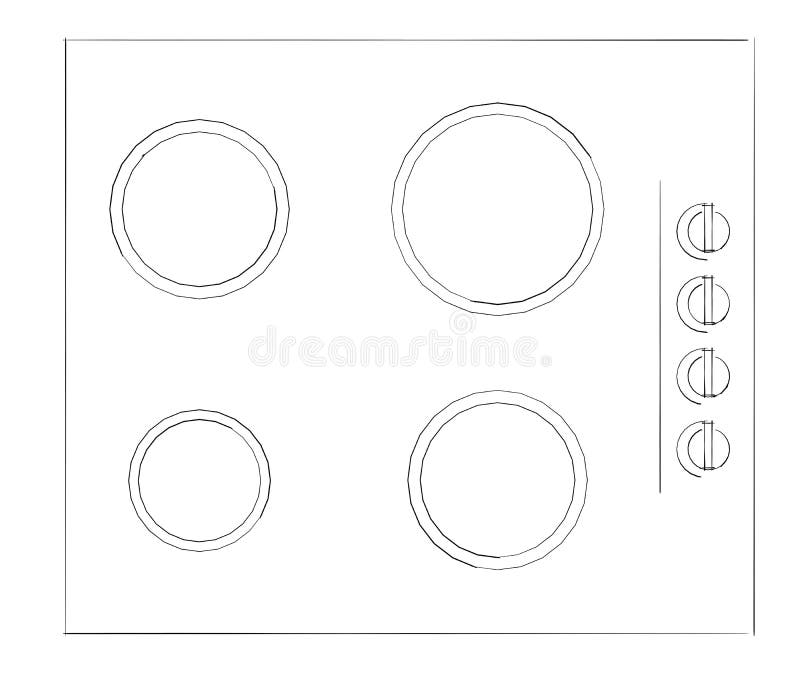 Pencil Sketch Drawing of Built in Induction Cooker. Stock Illustration ...