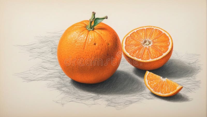 Pencil Sketch of Fresh Orange. Orange for Juice Stock Illustration ...