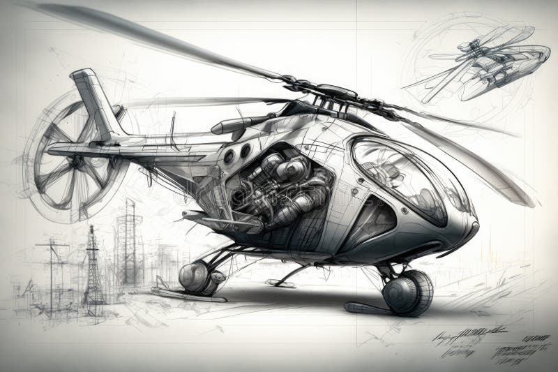 A Pencil Sketch of a Modern and Sleek Chopper, with the Design Elements ...
