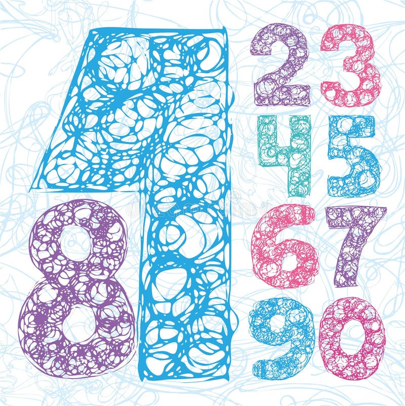 Pencil Sketch Numbers. Hand Drawing Vector Set Stock Vector ...