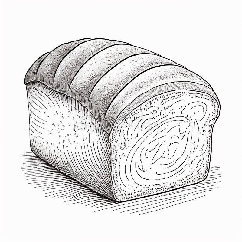 Pencil Sketch Outline Drawing Created by Generative Ai of a Loaf of ...