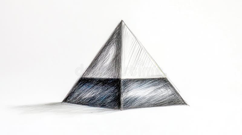 Pencil Sketch of a Pyramid Casting a Shadow on White Paper Stock Photo ...