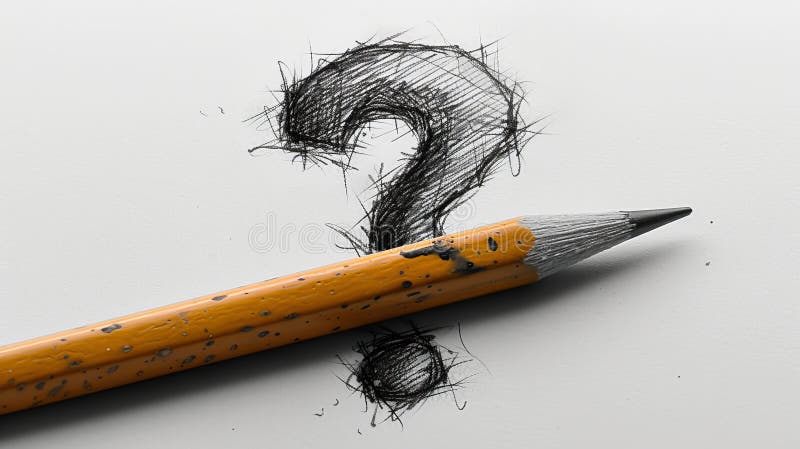 Pencil and Sketched Question Mark on White Background, Creative Concept ...