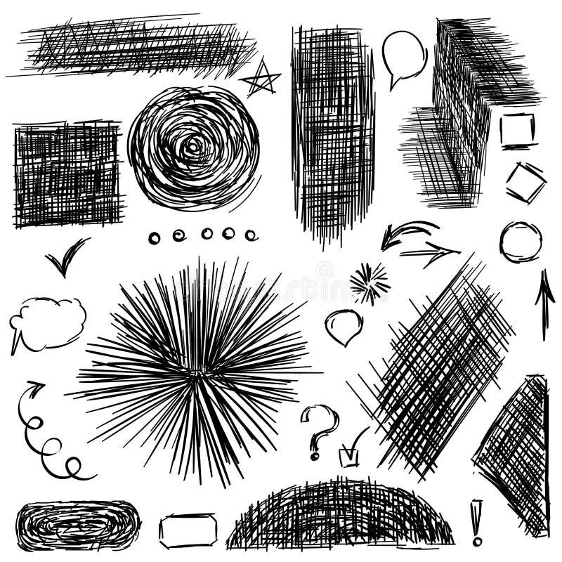 Pencil Sketches.Hand Drawn Scribble Shapes Stock Vector - Illustration ...