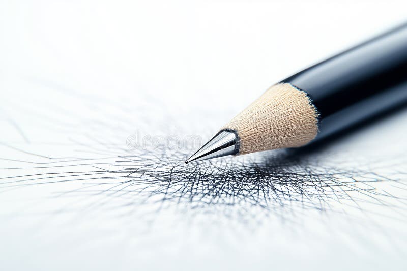 Pencil Sketching Detailed Lines on Pristine White Paper Highlights the ...