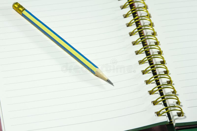 Pencil on Spiral Notebook for Diary Stock Photo - Image of books, book ...