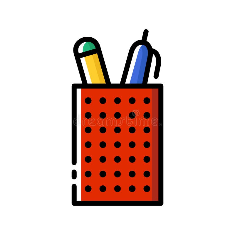 Pencil Stand Colourful Vector Illustration. Stationary Icon. Stock ...