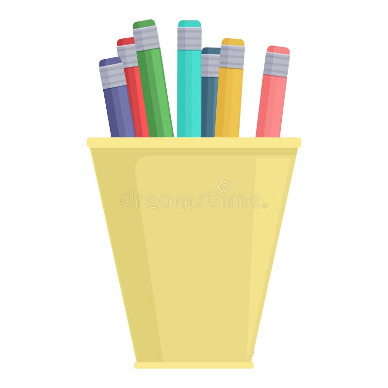Pencil Stand Cup Icon Cartoon Vector. Container Tools Stock Vector ...