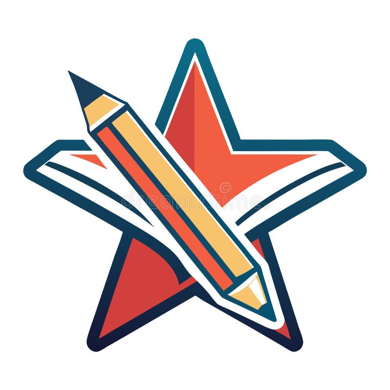 Pencil on Star Logo Design for Education, Creativity, and Writing Stock ...