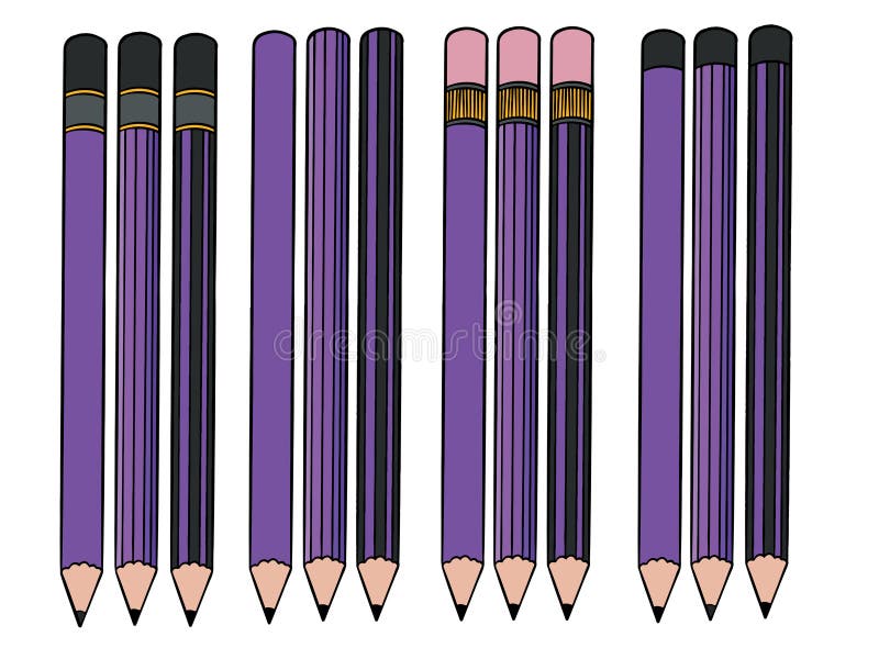 Pencil Stationery Set Clip Art Illustration Stock Vector - Illustration ...