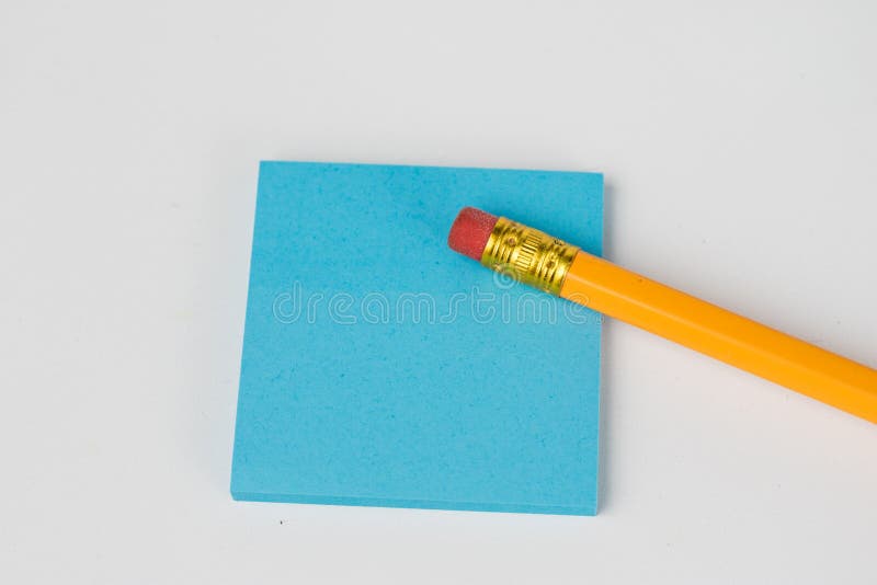 Pencil and Sticky Notes on a White Table. Office Accessories for Stock ...