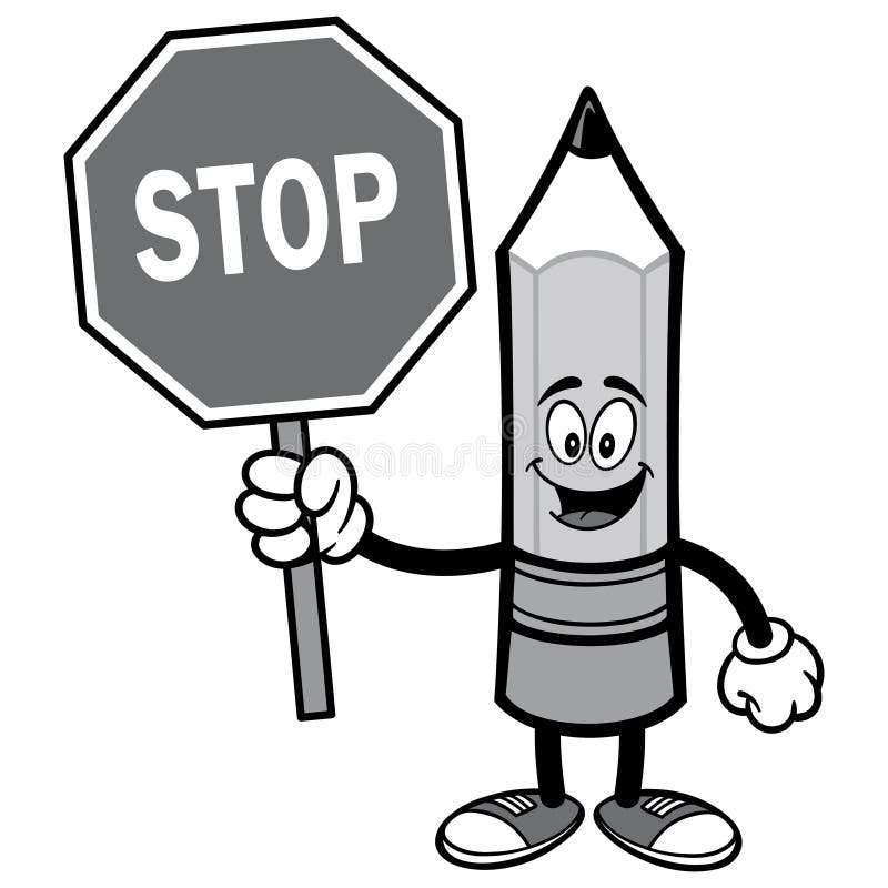 Pencil with Stop Sign Illustration Stock Vector - Illustration of ...