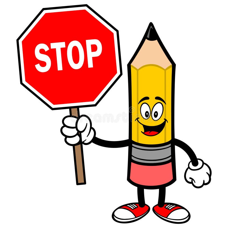 Pencil with a Stop Sign stock vector. Illustration of holding - 70170781