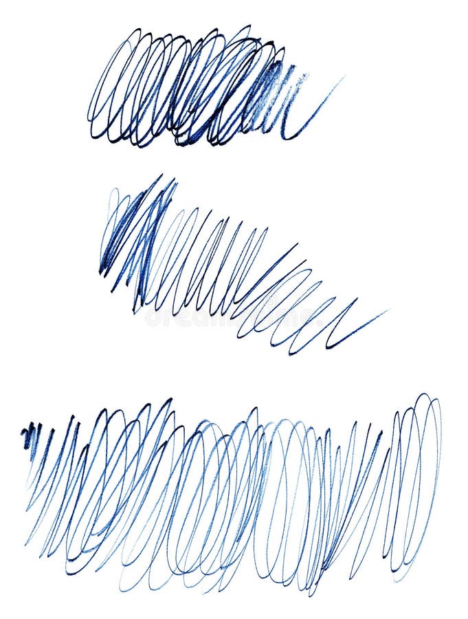Pencil Stroke Of Curl, Blue Line Bitmap.Grunge Texture. Graphical ...