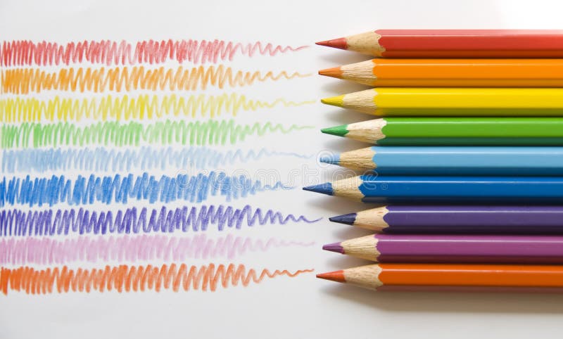 Multi Colored Pencil Strokes on White Paper Stock Photo - Image of ...
